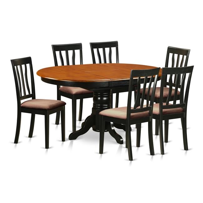 Microfiber Dining Set with 6 Chairs, Black & Cherry - 7 Piece - Walmart.com