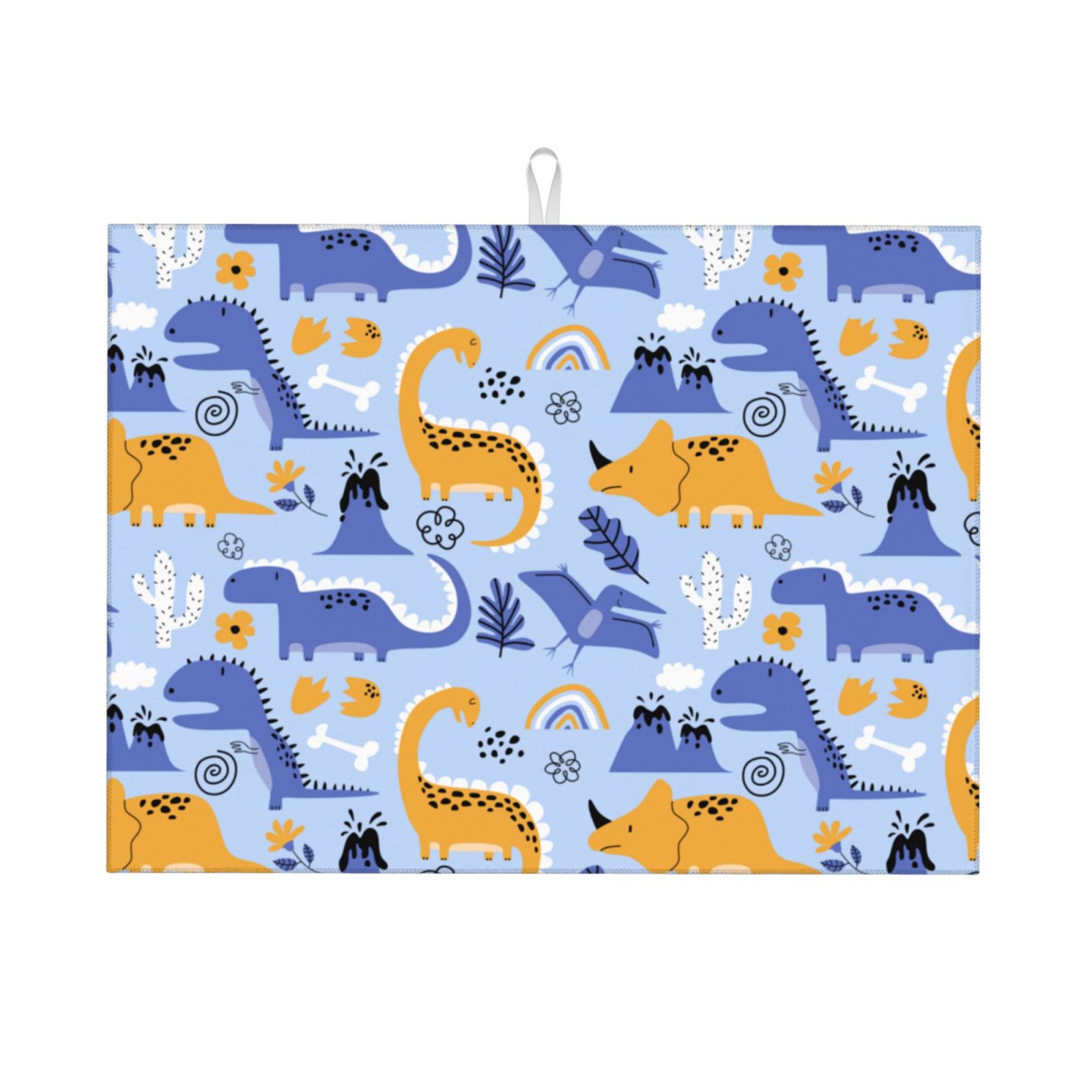 Microfiber Dish Drying Mat, Blue Cute Dinosaur Dish Drying Pad Mats for ...