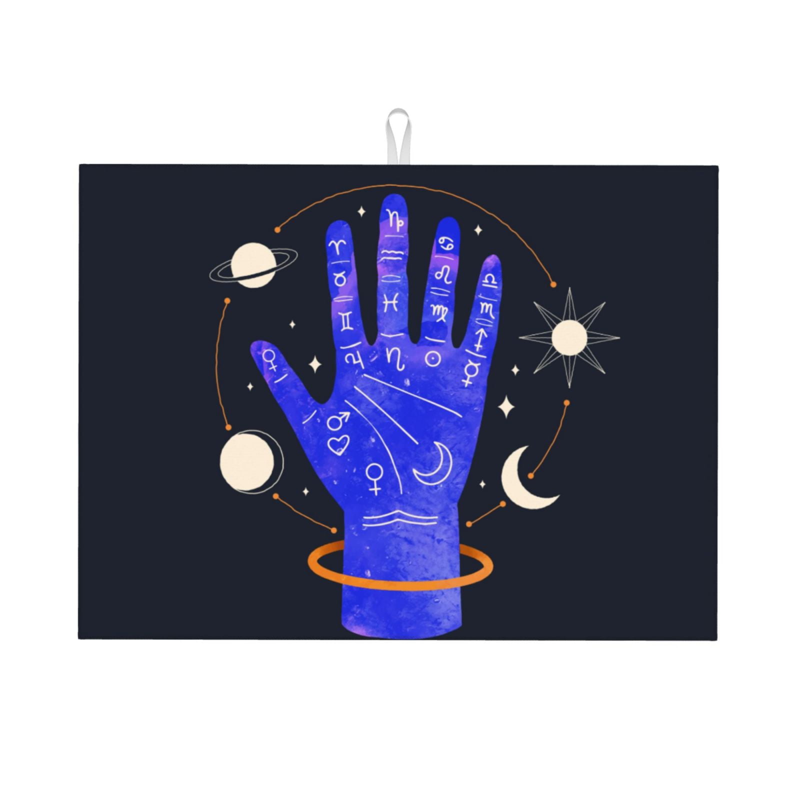 Microfiber Dish Drying Mat, Blue Rune Hand Moon Dish Drying Pad Mats ...