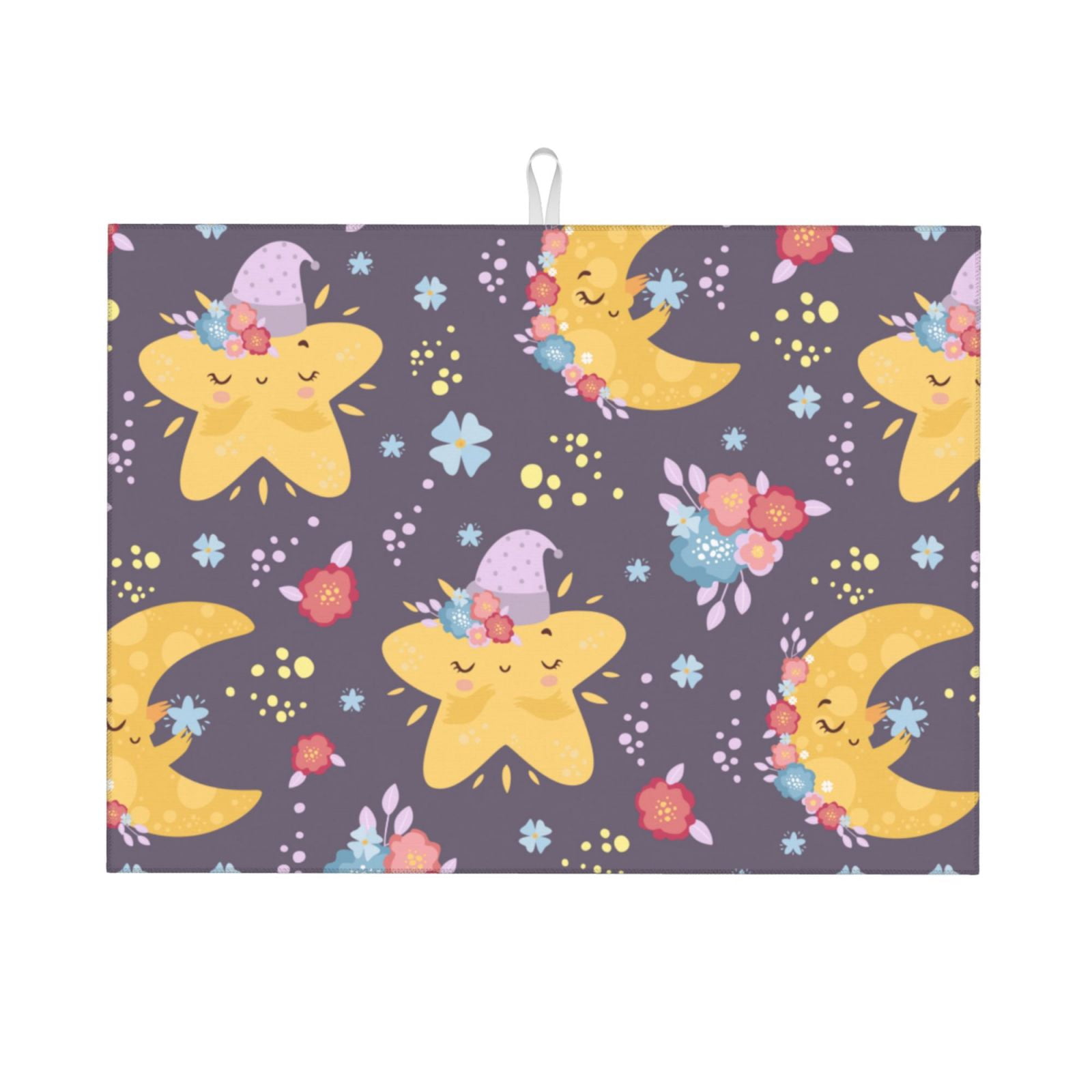 Microfiber Dish Drying Mat, Cartoon Stars and Moon Dish Drying Pad Mats ...