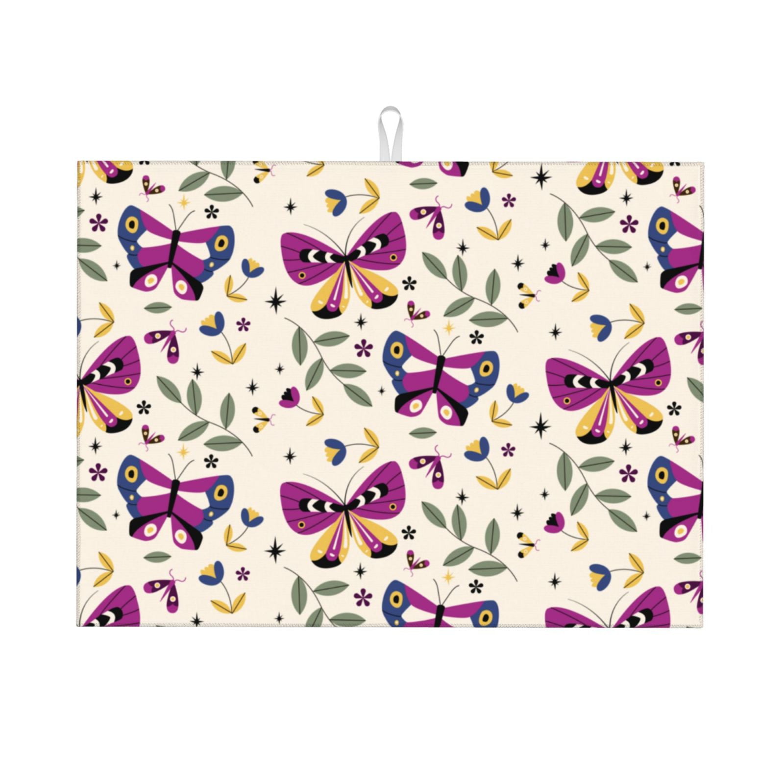Microfiber Dish Drying Mat, Crushed Purple Butterfly Dish Drying Pad ...