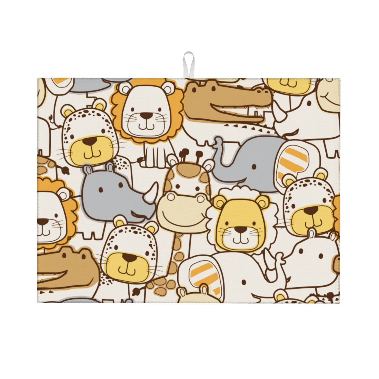 Microfiber Dish Drying Mat, Cute Animal Illustration Dish Drying Pad ...