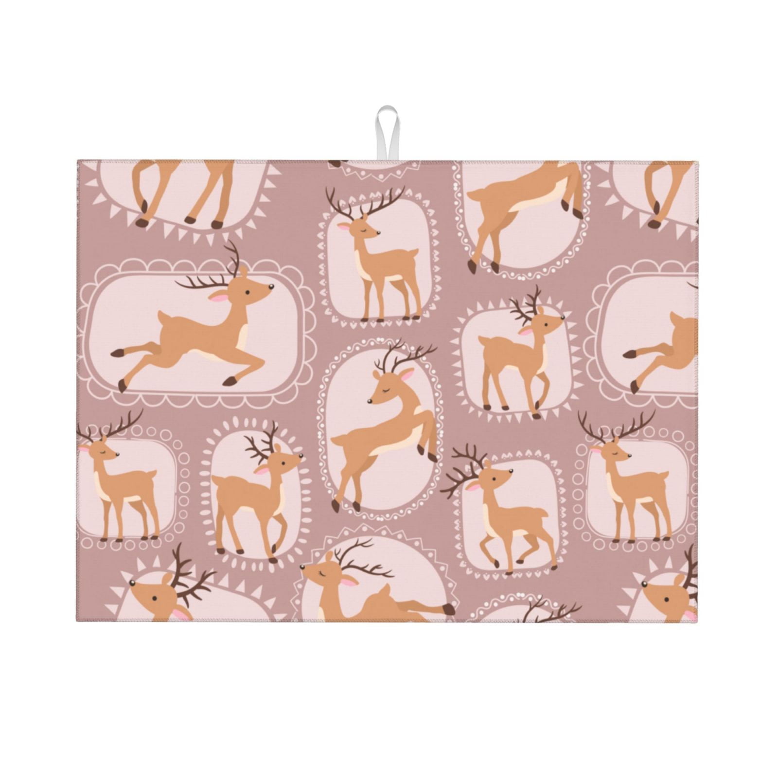 Microfiber Dish Drying Mat, Cute Garden Reindeer Dish Drying Pad Mats ...