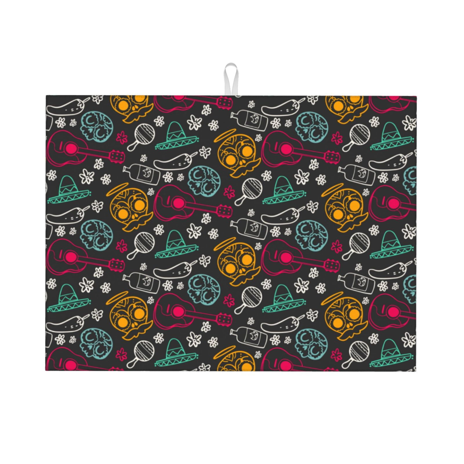 Microfiber Dish Drying Mat, Cute Skull Hand Painted Dish Drying Pad ...