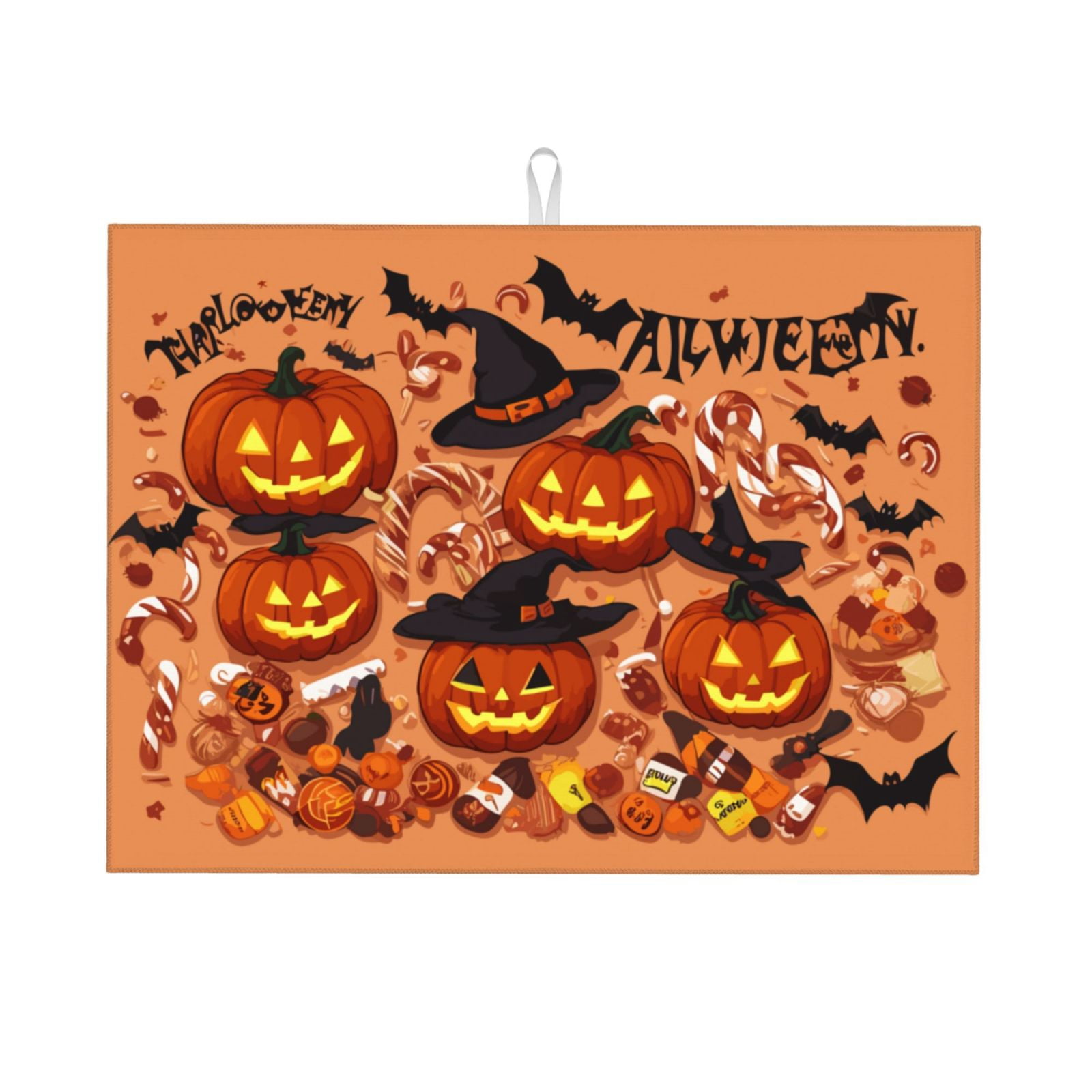Microfiber Dish Drying Mat, Halloween Scary Pumpkin Dish Drying Pad ...