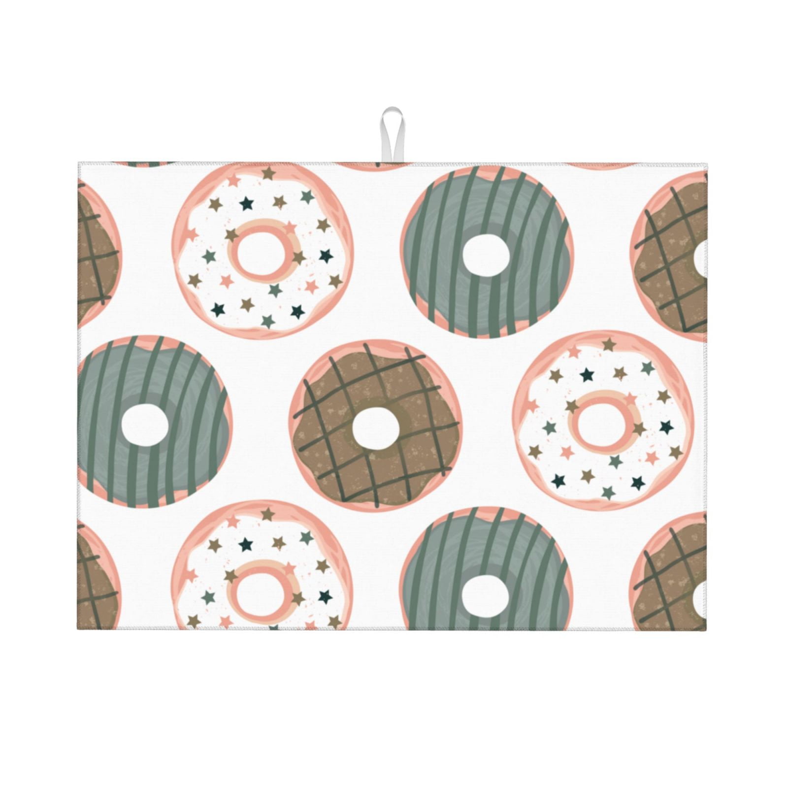 Microfiber Dish Drying Mat, Hand Drawn Donut Dish Drying Pad Mats for ...