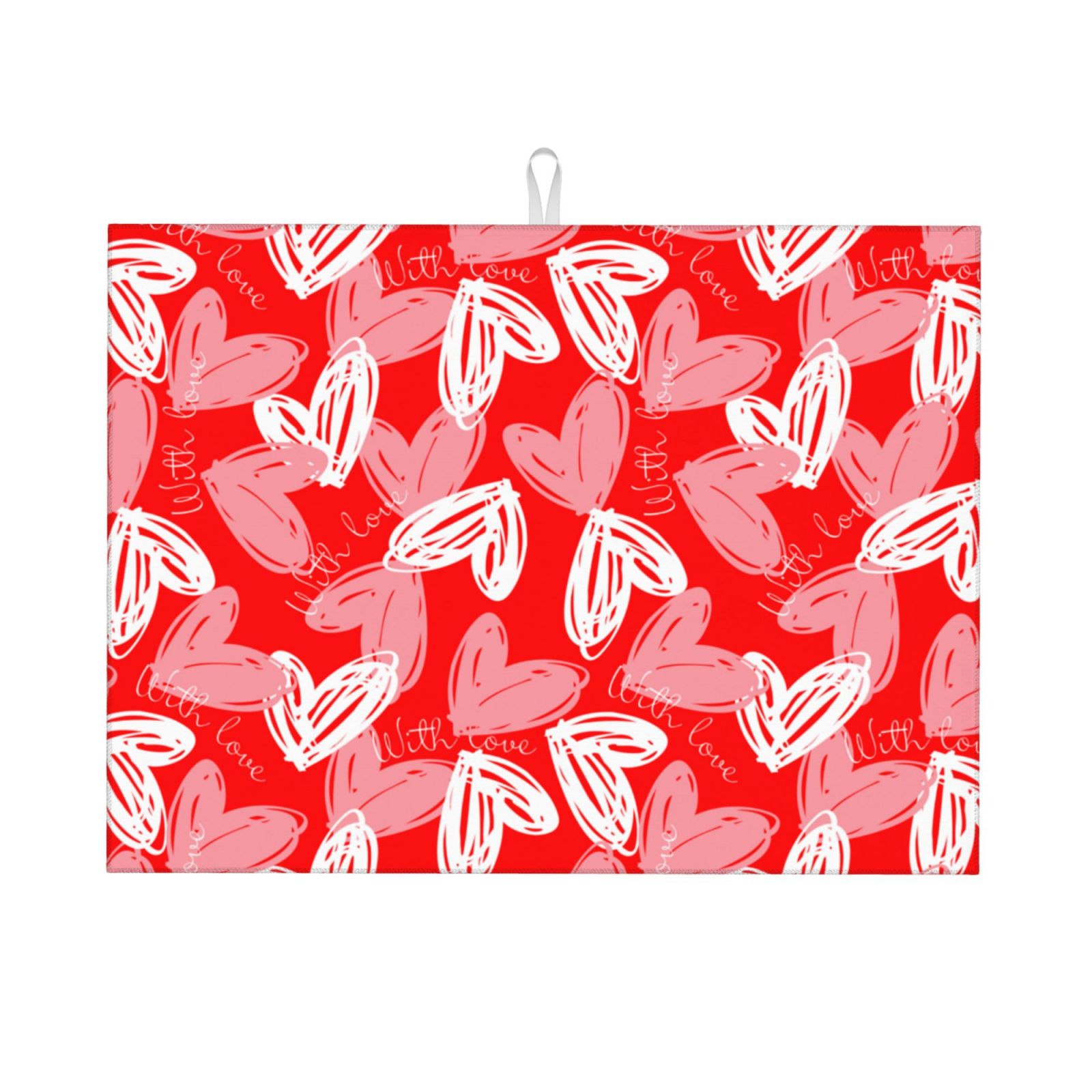 Microfiber Dish Drying Mat, Hand Drawn Love Illustration Dish Drying ...