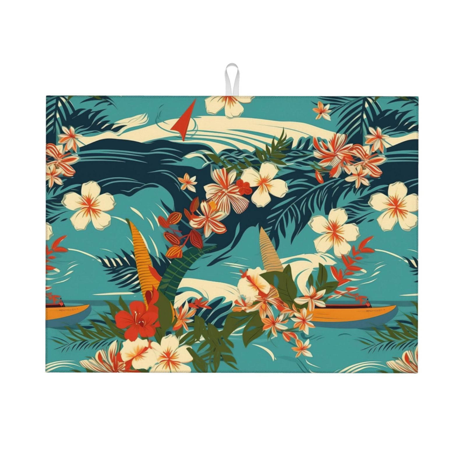 Microfiber Dish Drying Mat, Hawaiian Surf Illustration Dish Drying Pad ...