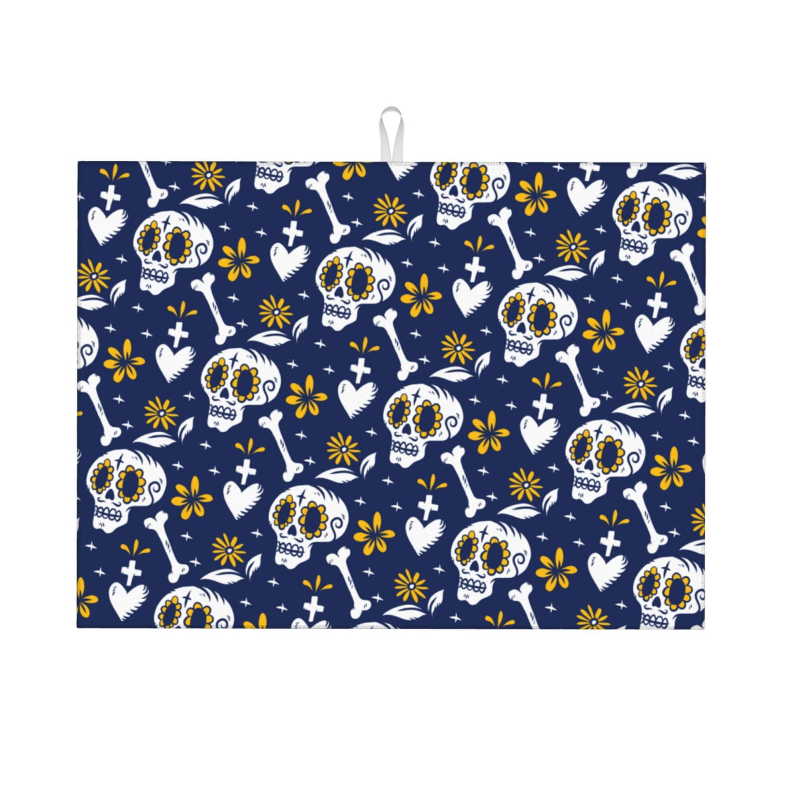 Microfiber Dish Drying Mat, Mexican Skull Colorful Candy Dish Drying ...