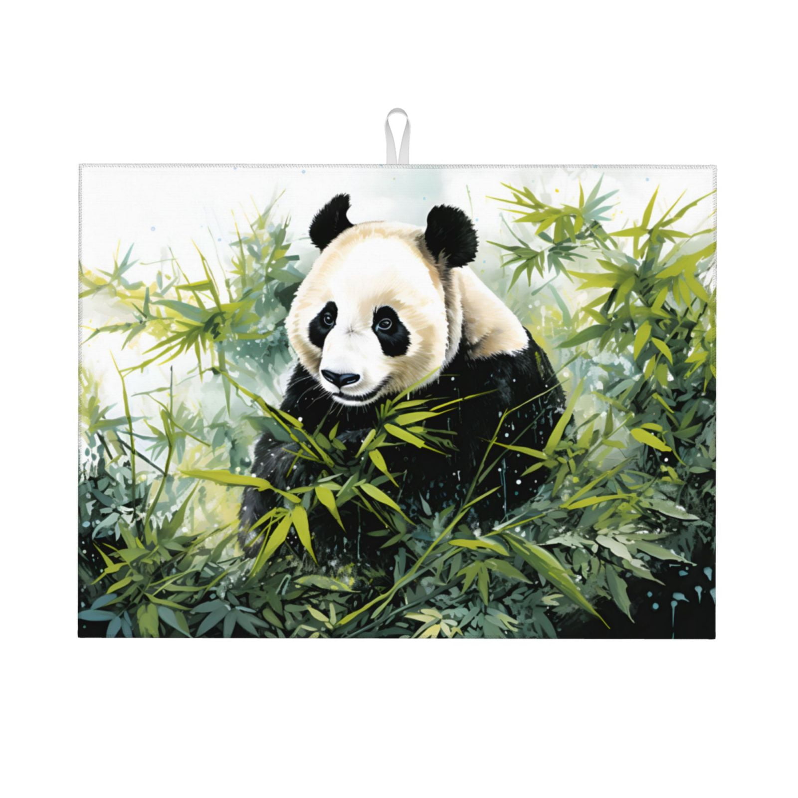 Microfiber Dish Drying Mat, Watercolor Panda Illustration Dish Drying ...