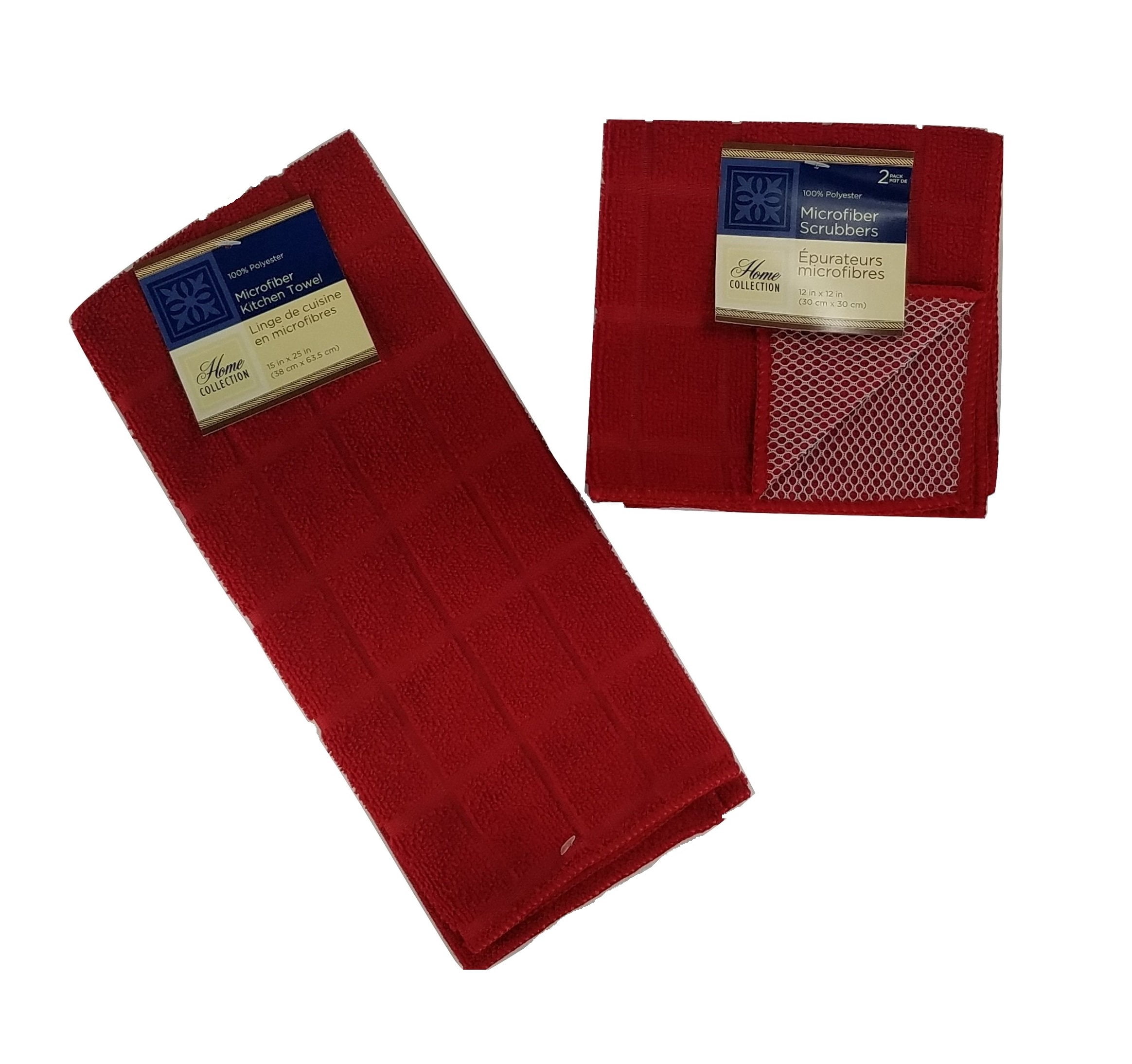 Microfiber Dish Towel Dish Rag Pack of 3 Dish Towel & Dish Rags Set Red ...