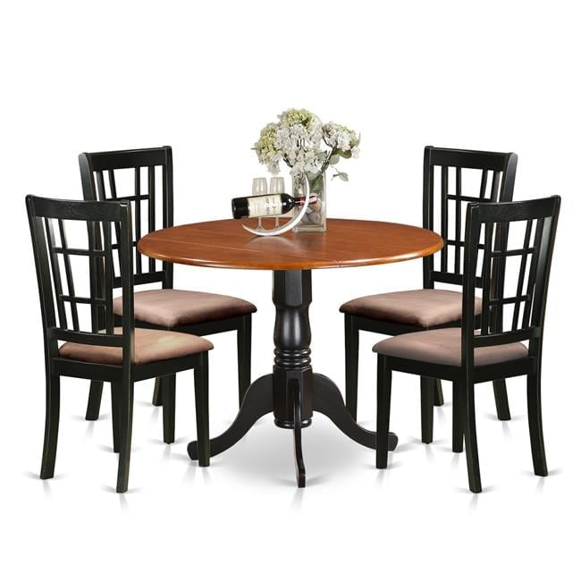 Microfiber Dublin Kitchen Table Set - Dining Table & 4 Solid Wood ...