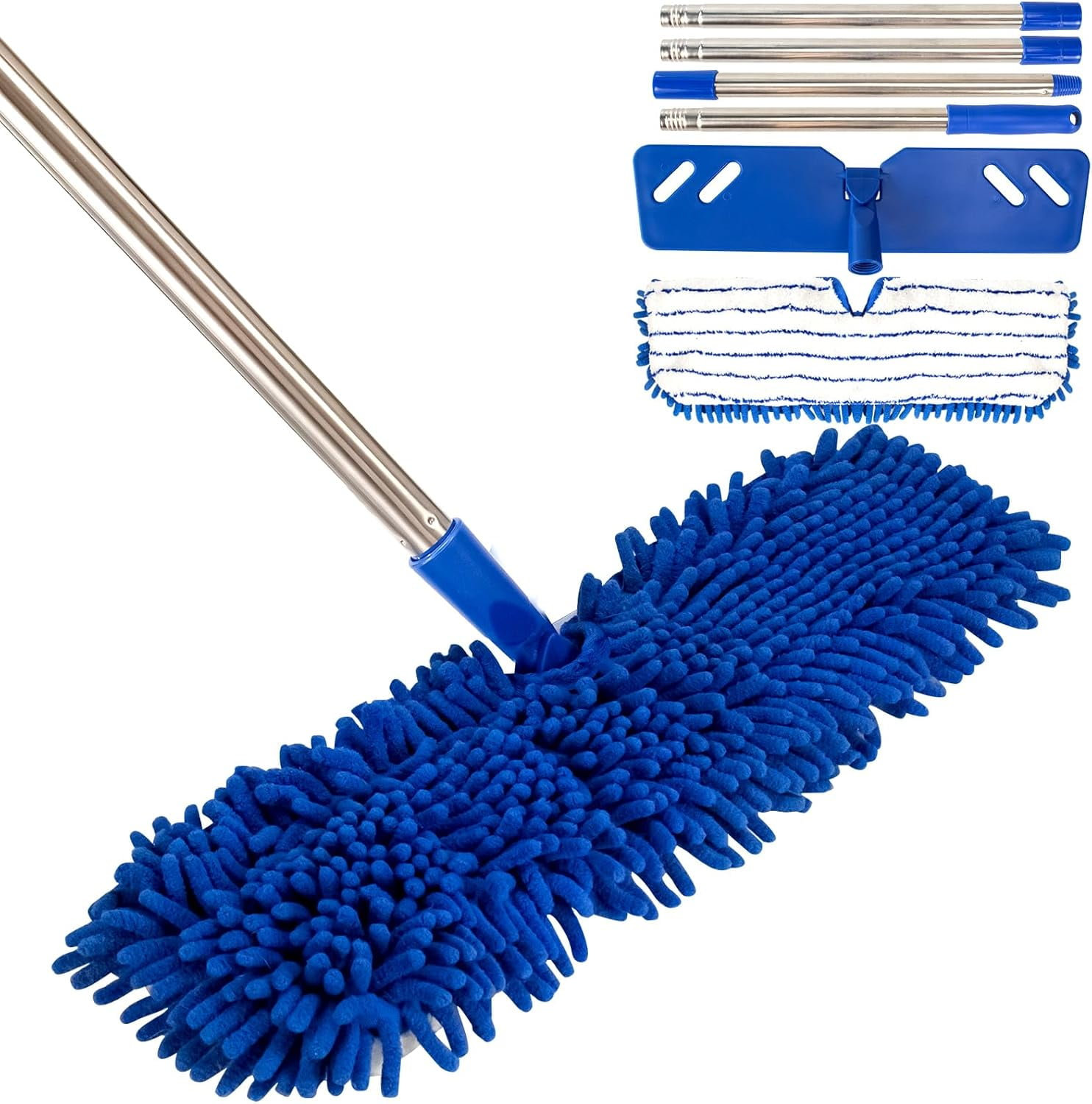 Microfiber Dust Mop for Floor Cleaning - Dual-Sided Washable Pads ...