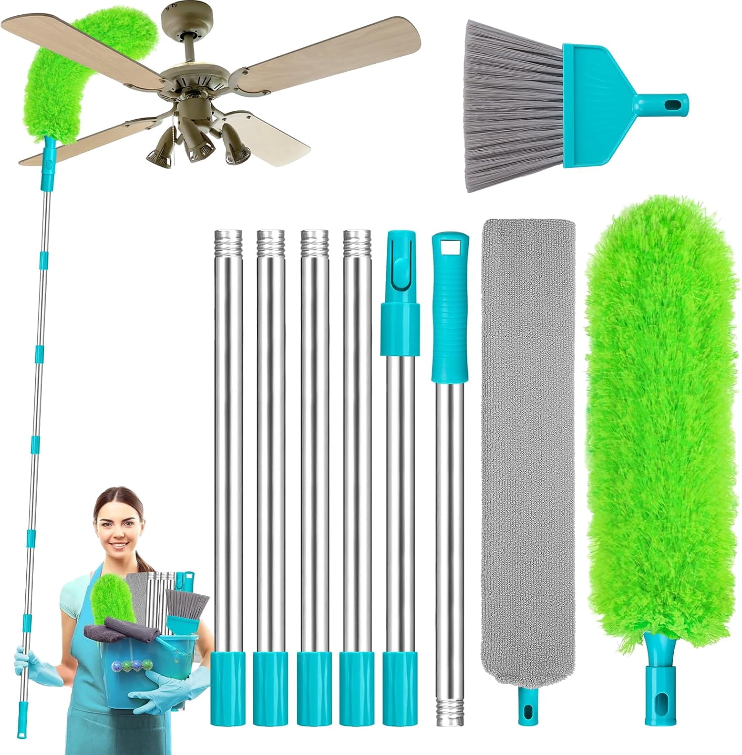 Microfiber Duster 5-in-1 Kit, Dusters for Cleaning, Duster with ...