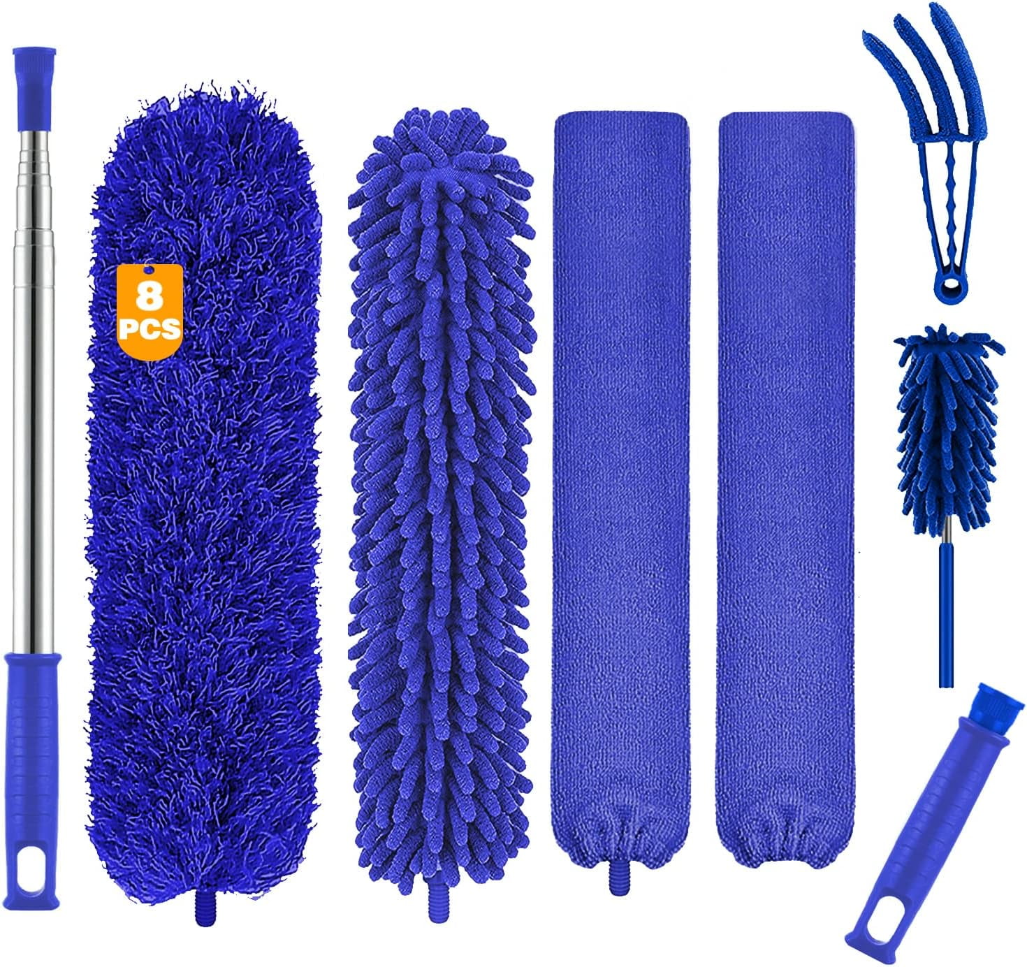 Microfiber Duster, 8PCS Feather Duster with 100 Inch Telescoping ...