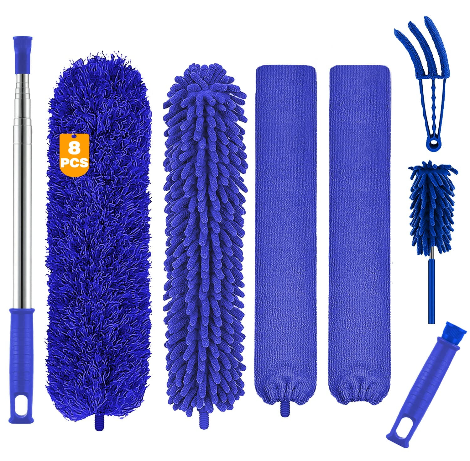Microfiber Duster, 8PCS Feather Duster with 100 Inch Telescoping ...
