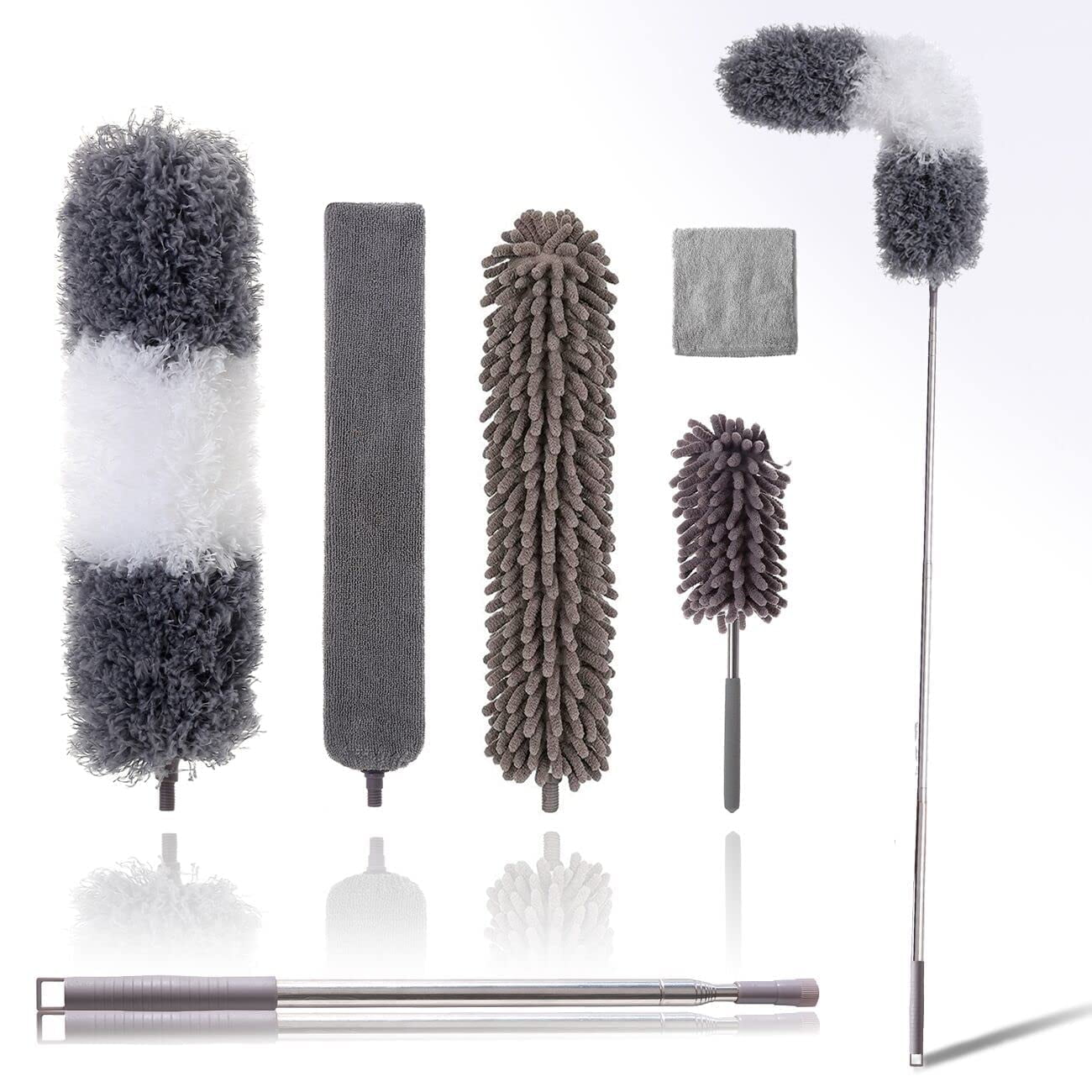Microfiber Duster Kit for High Ceiling 6pcs Extendable Duster for ...
