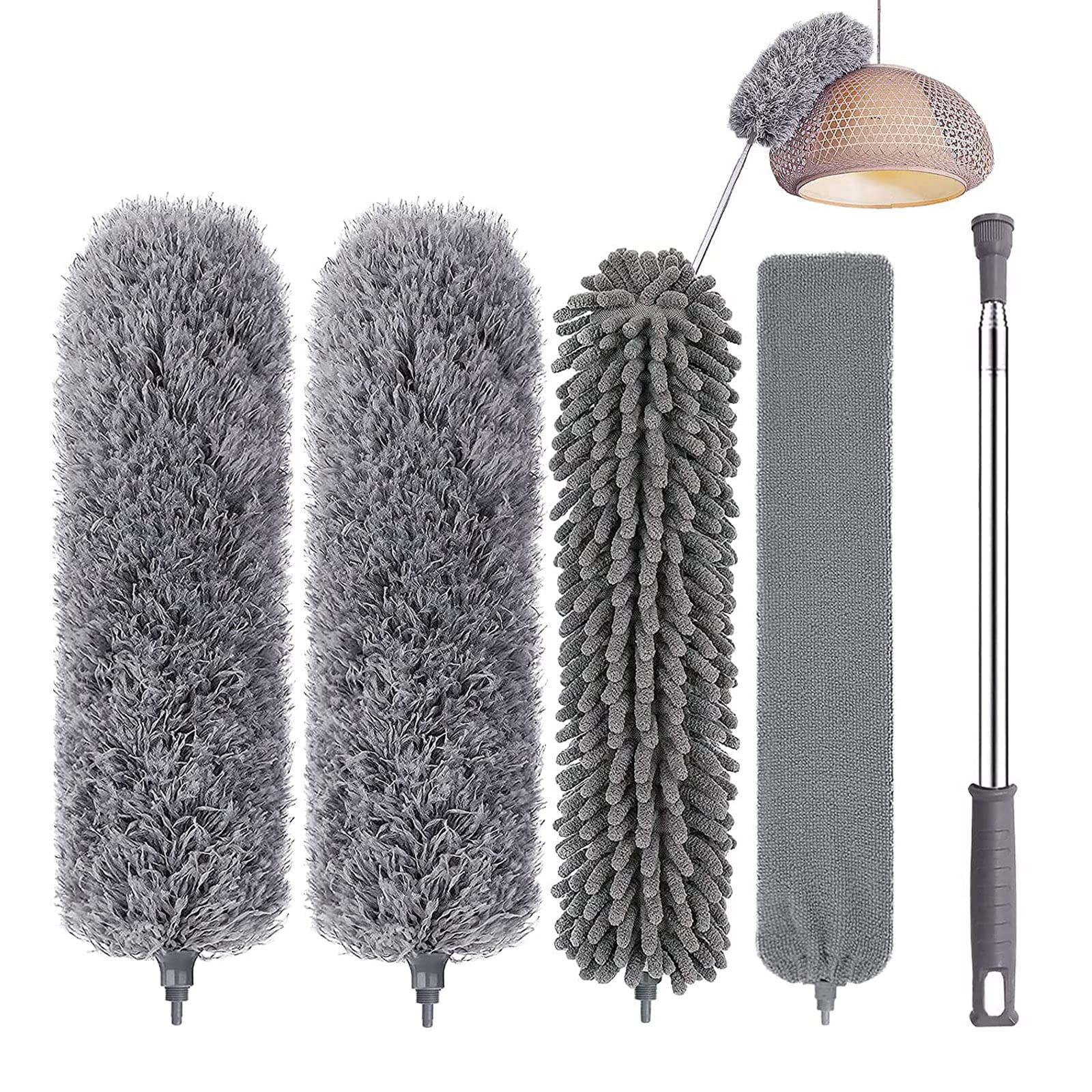 Microfiber Dusters for Cleaning - 5 in 1 Feather Duster Washable ...