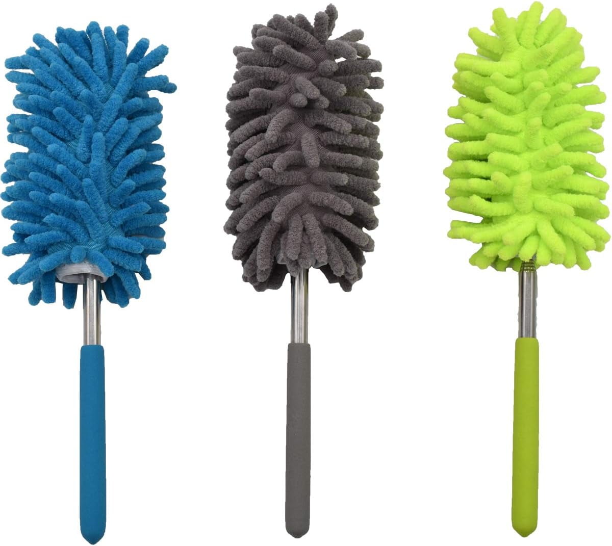 Microfiber Dusting Brush, Telescoping Pole, Detachable Washable Head ...