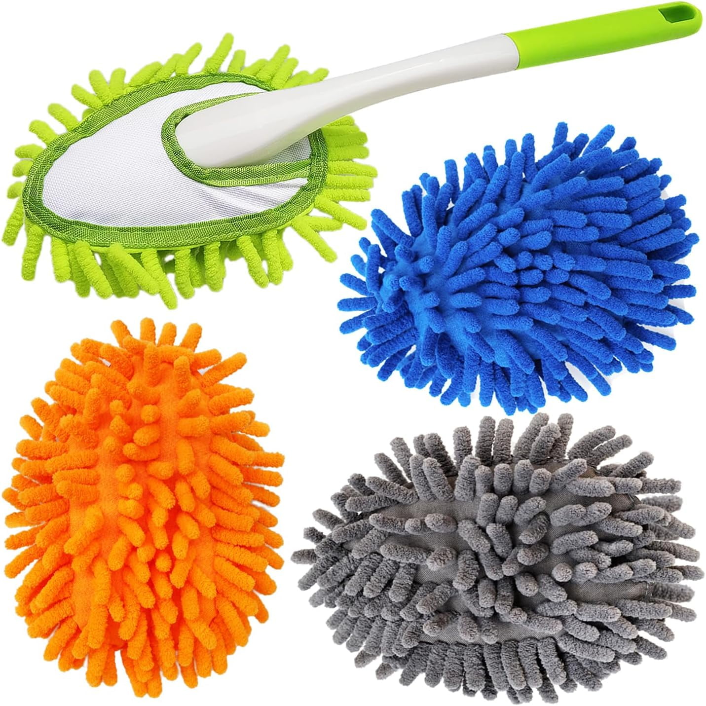 Microfiber Feather Duster,13 Inch Length, with 4 pcs Washable Cloth ...