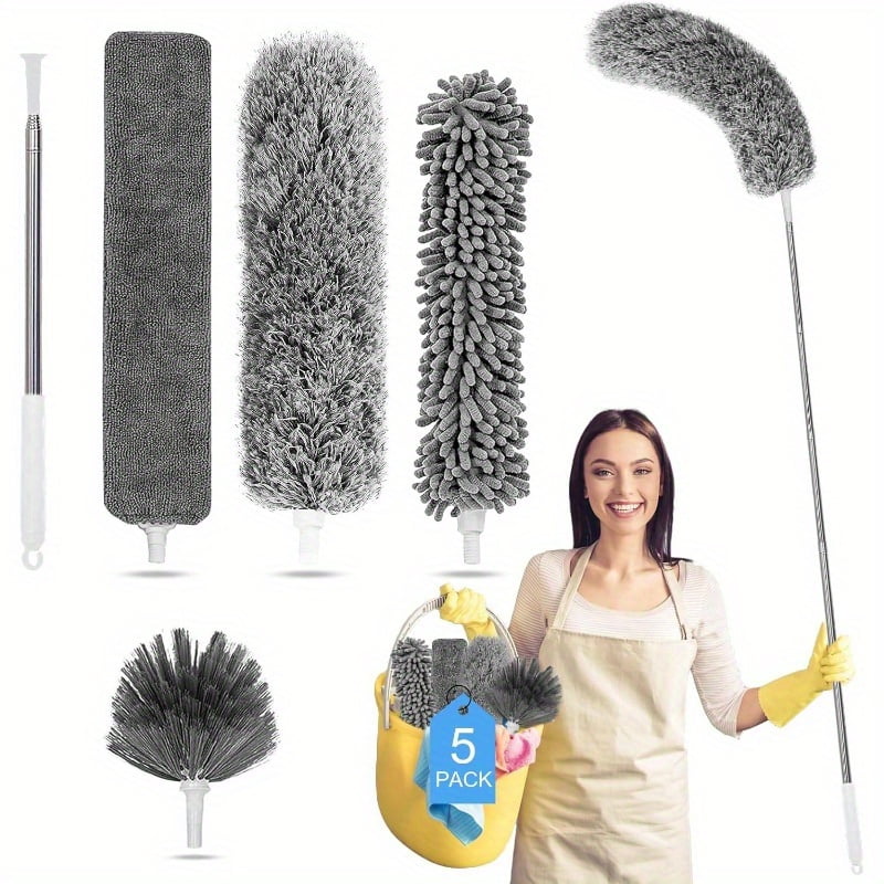 Microfiber Feather Duster 5in1 Kit, Dusters for Cleaning, Duster with ...