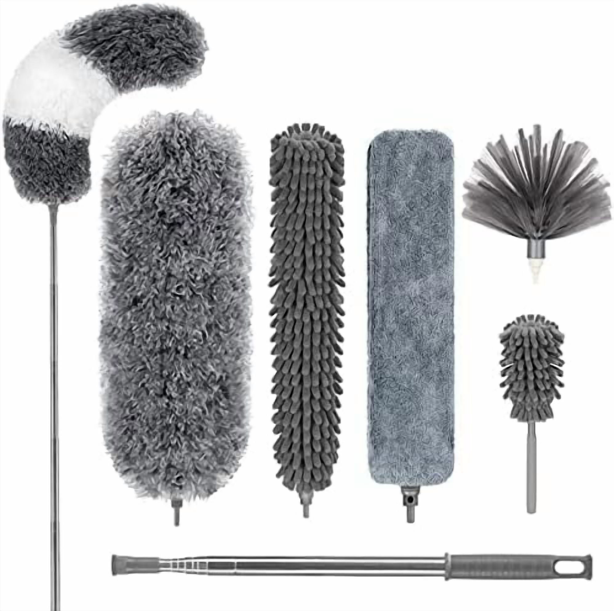 Microfiber Feather Duster,7 PCS Reusable Bendable Washable Cobweb ...