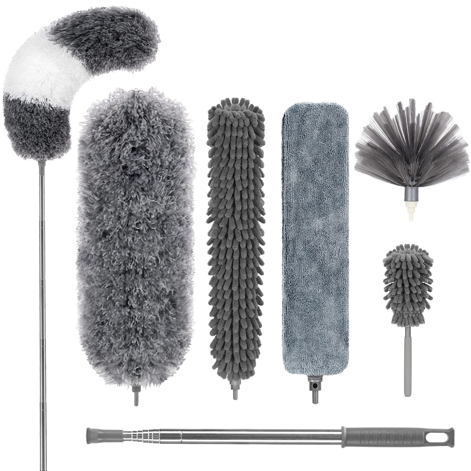 Microfiber Feather Duster,7 pcs Reusable Bendable Washable Cobweb ...