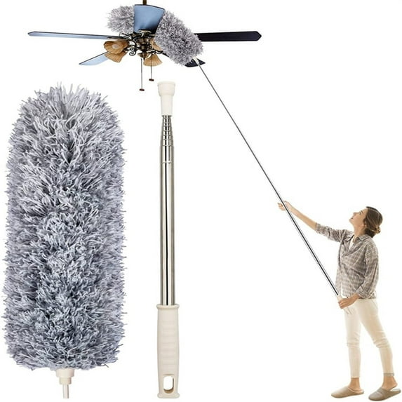 Microfiber Feather Duster for Cleaning High Ceiling Fans - Telescoping ...