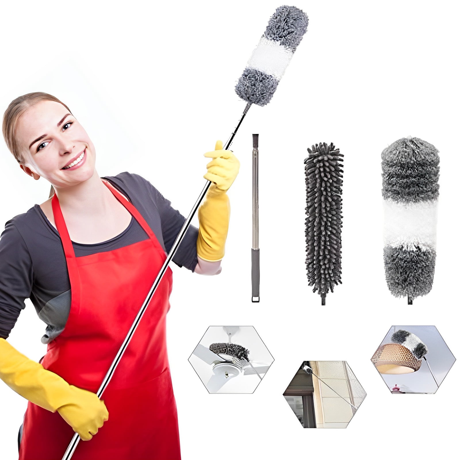 Microfiber Feather Duster Cleaning Kit Dusters Extendable Pole High ...