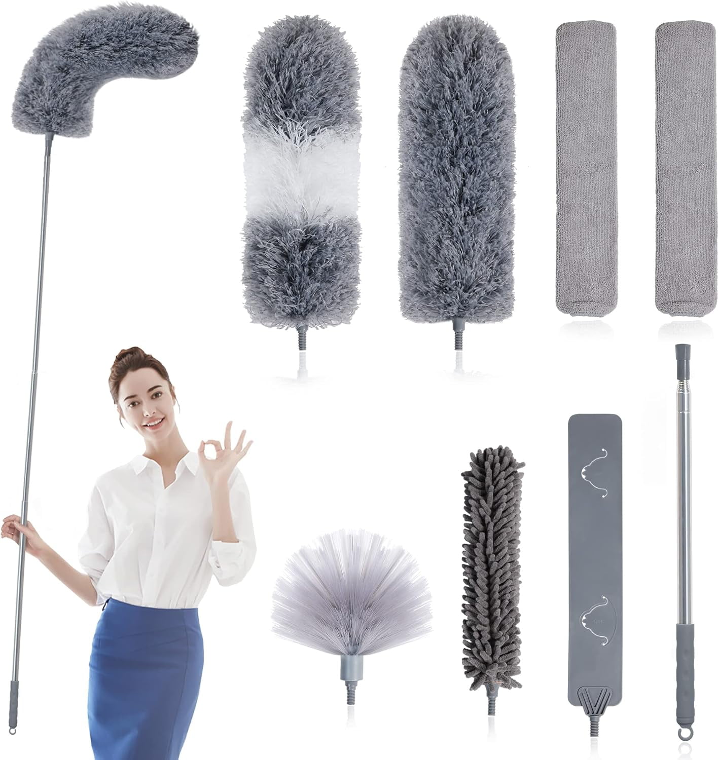 Microfiber Feather Duster with Extendable Pole and Bendable Head ...