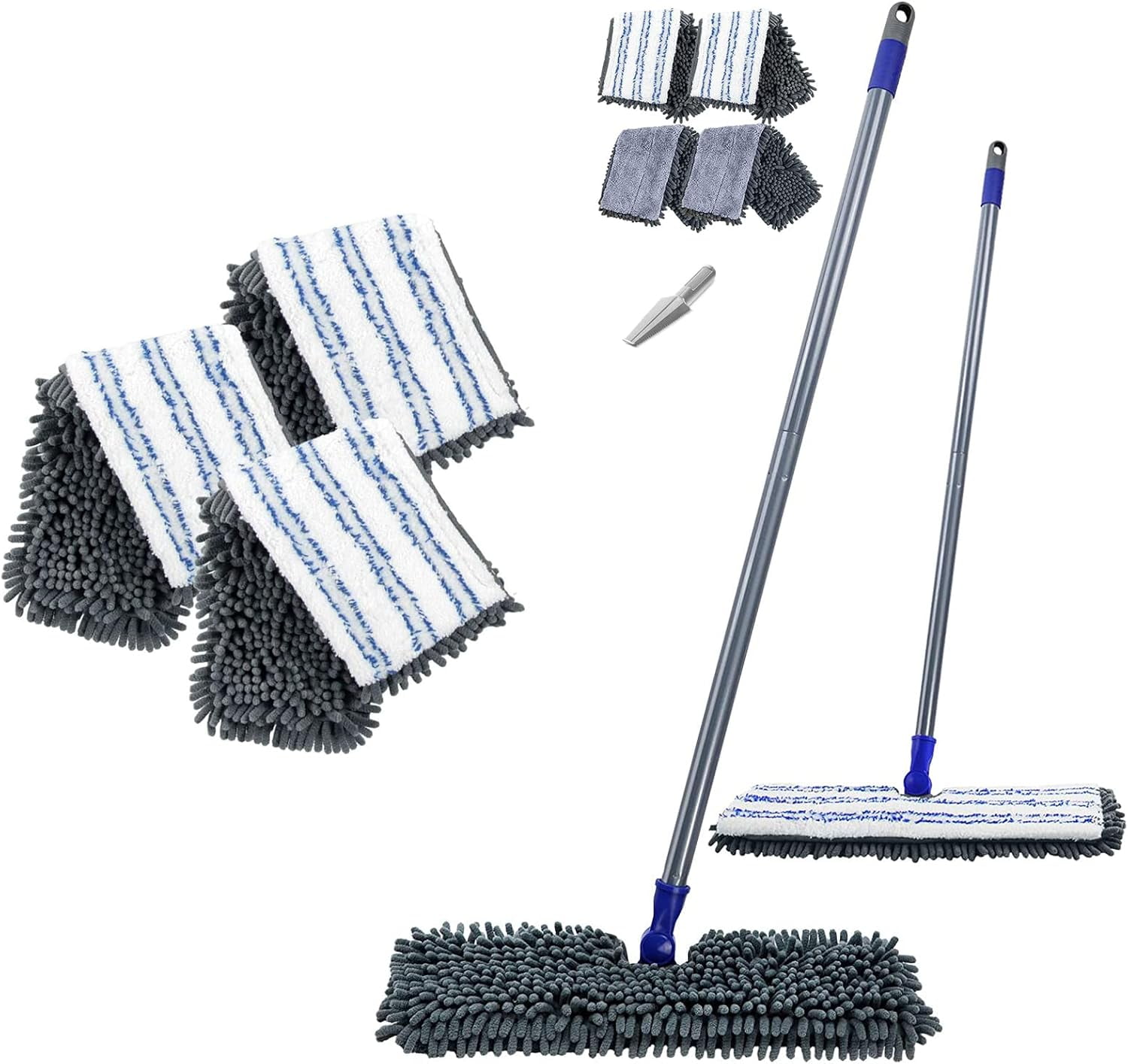 Microfiber Flat Mop and 3 Pack Mop Refills,Wet Dry Mop for Hardwood ...