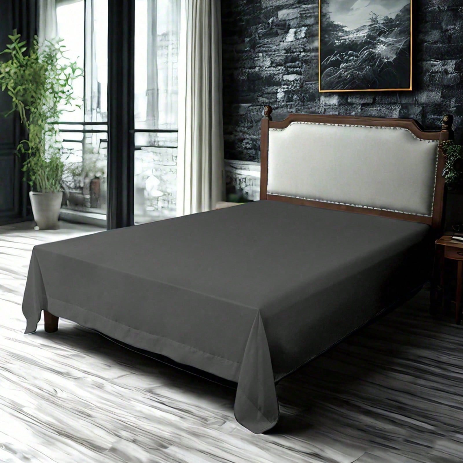 Microfiber Flat Sheet In Dark Grey – Fade, Stain, And Wrinkle Resistant ...