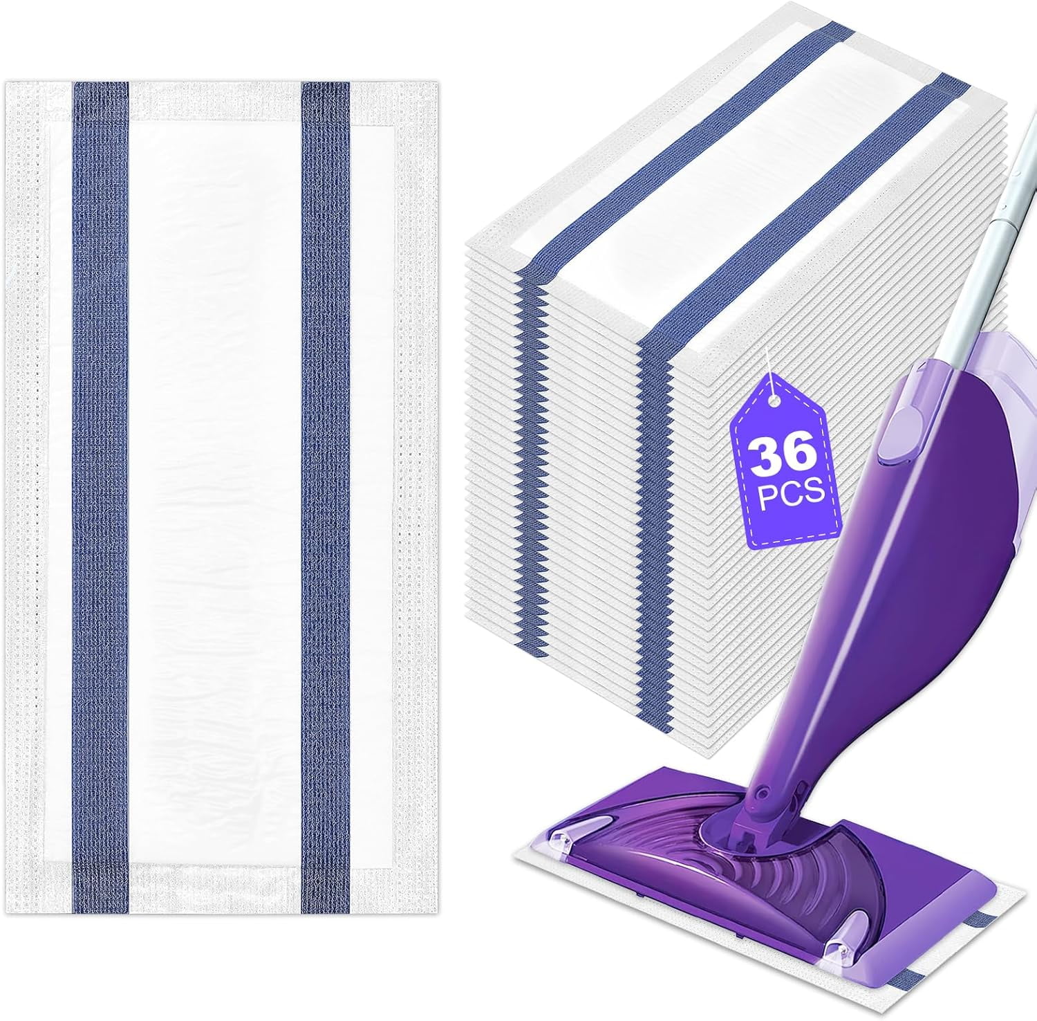 Microfiber Floor Mop Pads 36 Count Compatible with Swiffer WetJet for ...