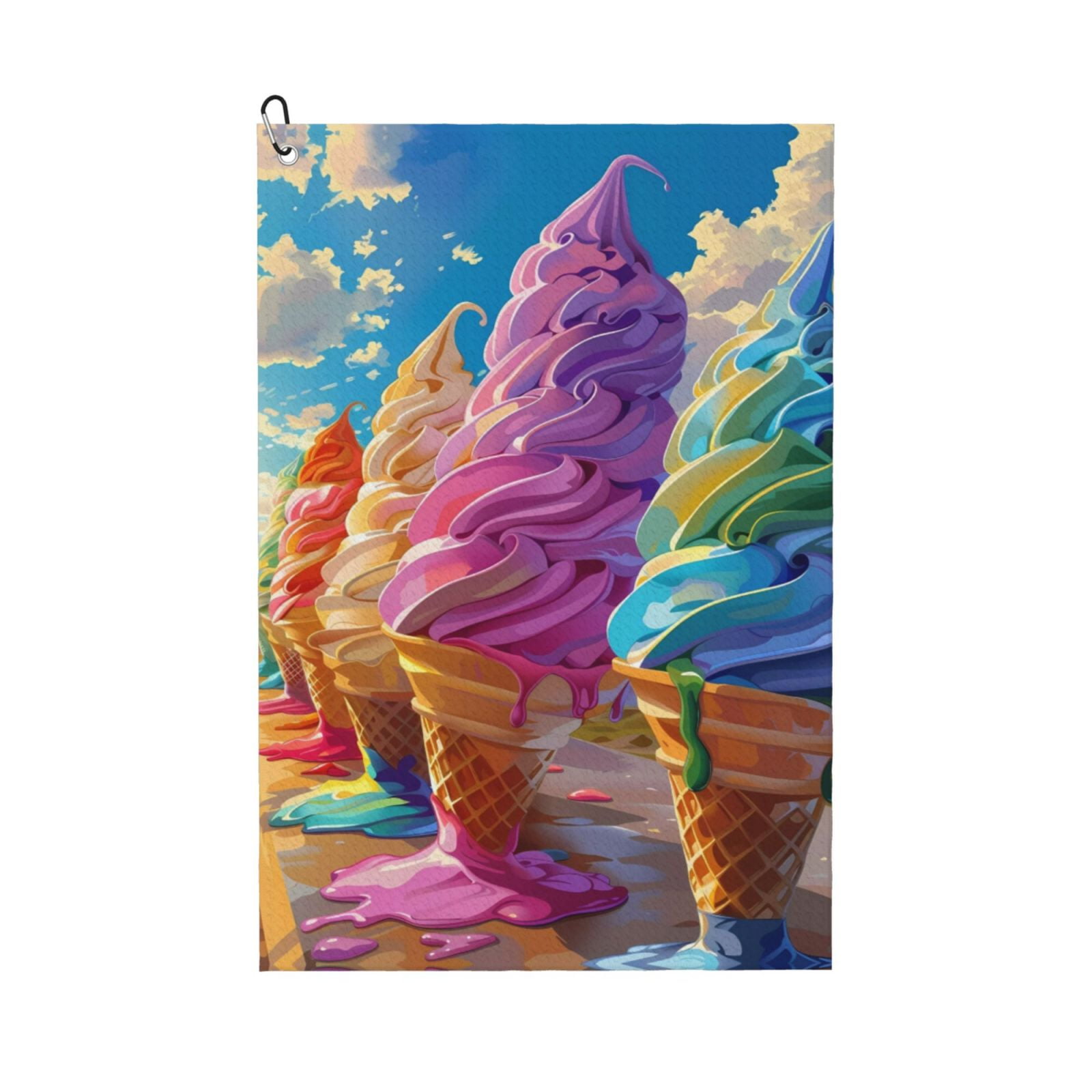 Microfiber Golf Towel, Rainbow Melting Ice Cream Golf Towels for Golf ...