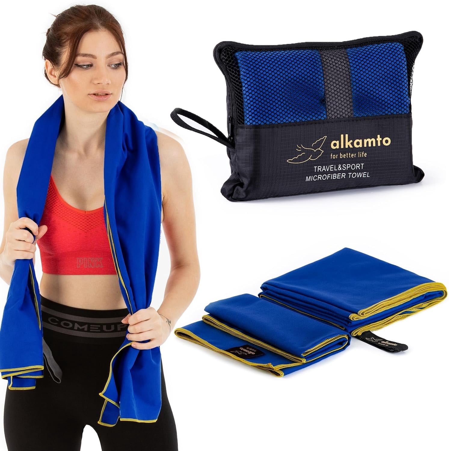 Microfiber Fitness & Travel Towel Set of 2 Size in 1 Pack (XL + S ...