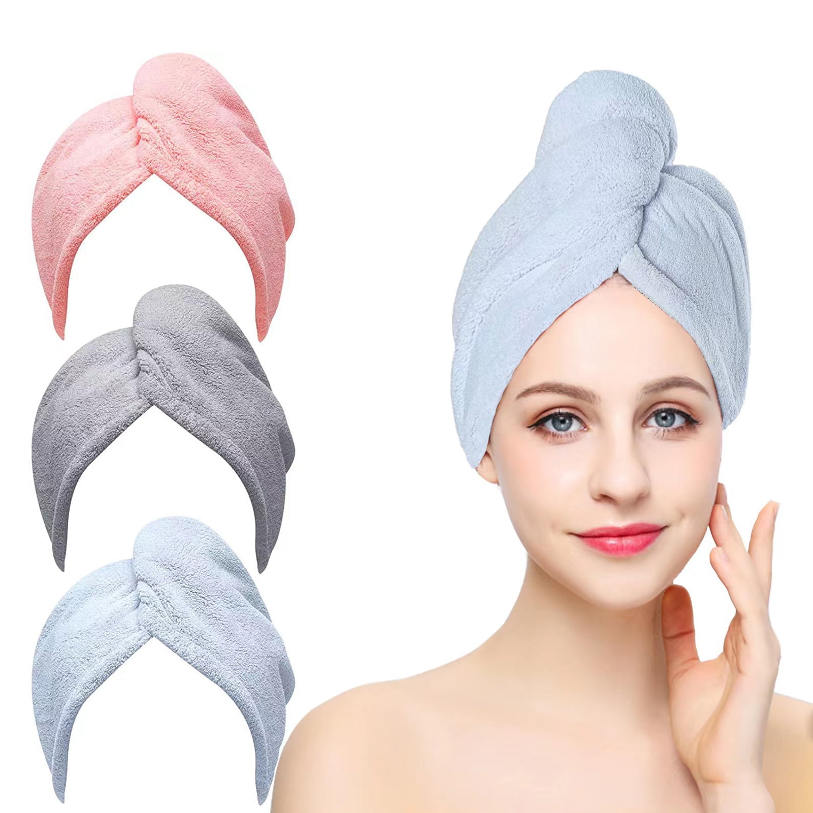 Microfiber Hair Towel Drying Hair Wrap Towel Solid Color Non-Fading Friendly to Skin Highly ...