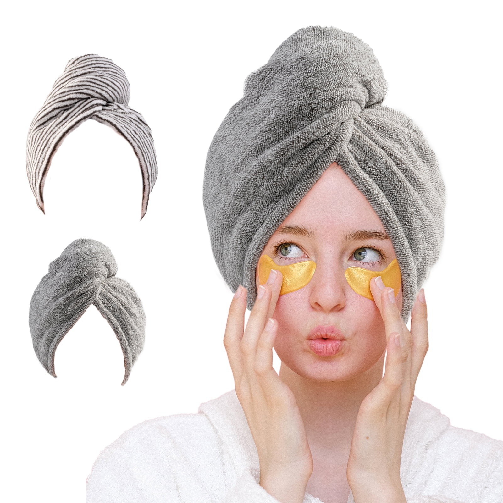 Microfiber Hair Towel for Women, 2 PCS Super Absorbent Hair Wrap for ...