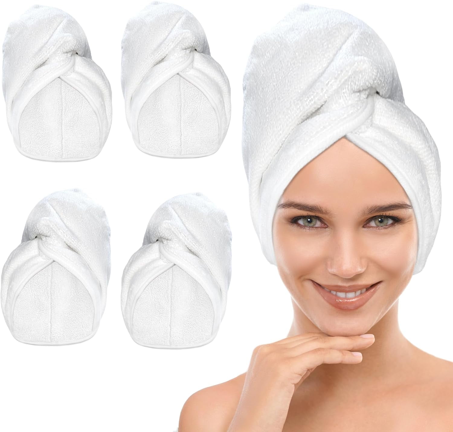 Microfiber Hair Towel Wrap for Women FIUL - Hair Wrap Towels - 4 Pack ...