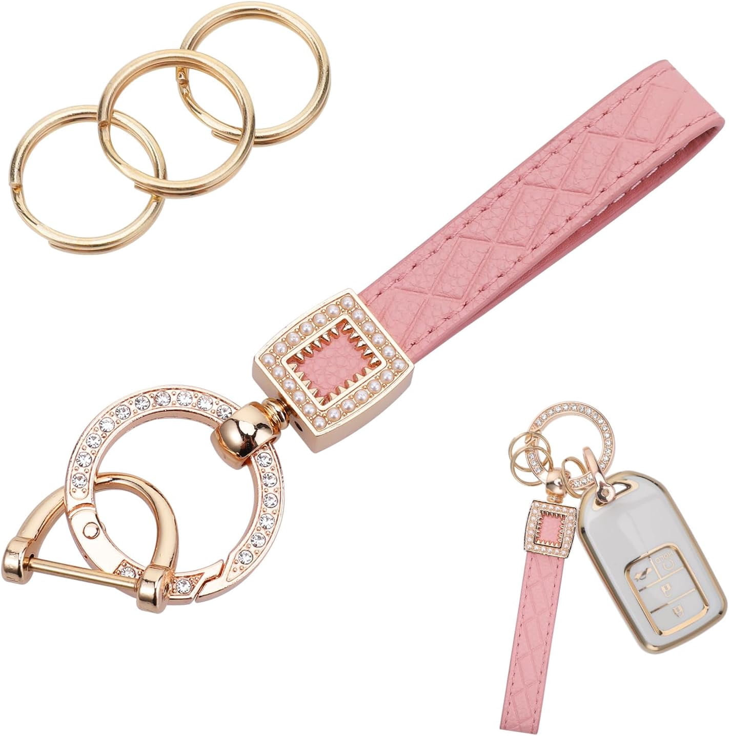 Microfiber Leather Car Keychain, Bling Leather Car Keychain with ...