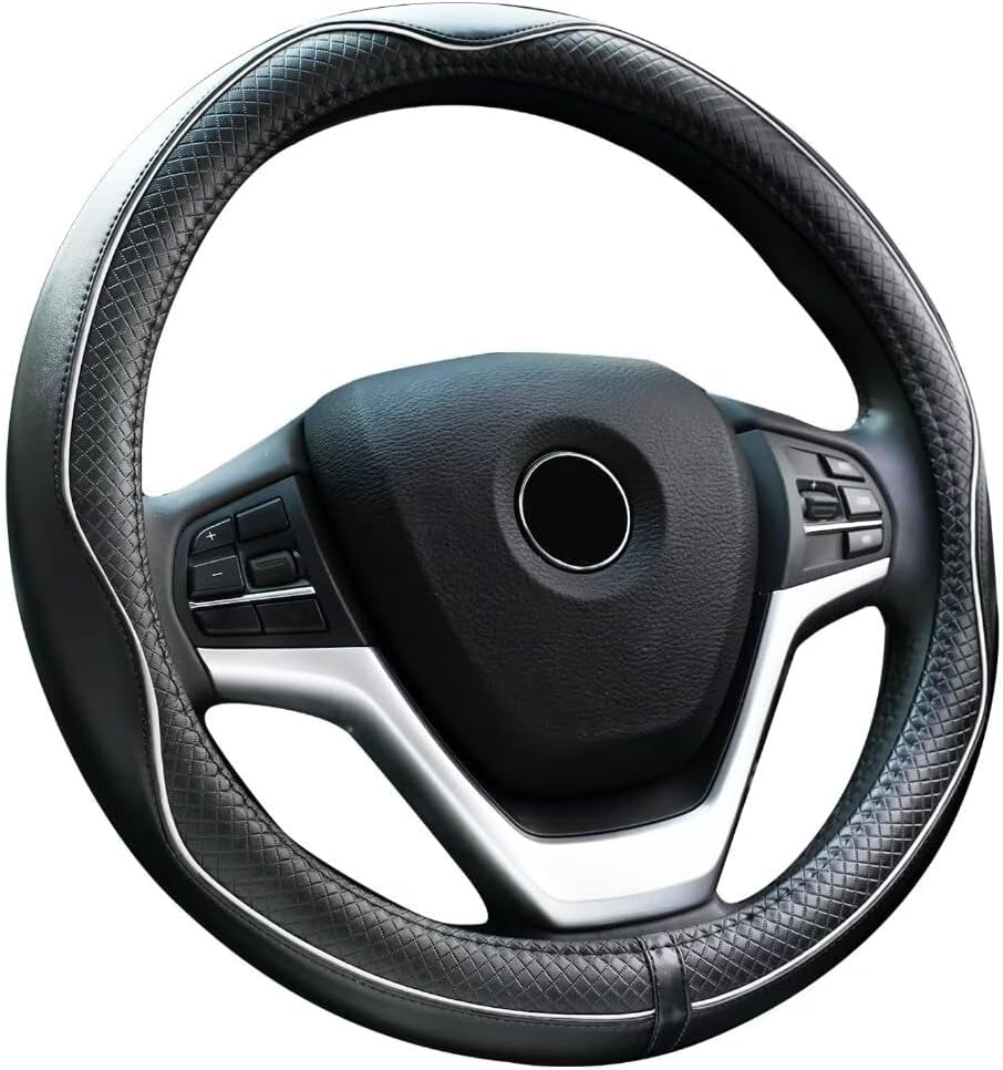 Microfiber Leather Car Steering Wheel Cover, Soft Padding, Durable, No ...
