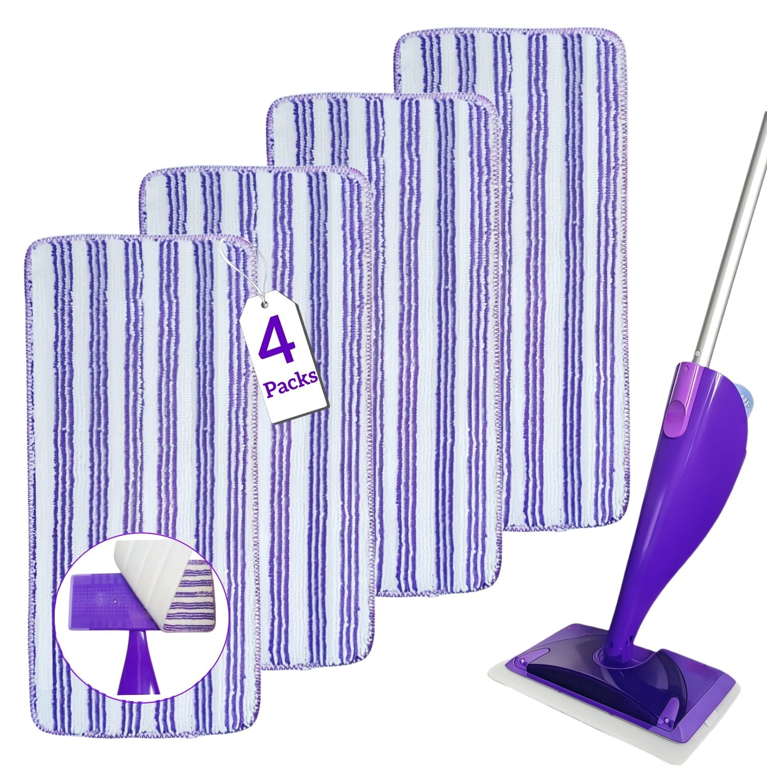 Microfiber Mop Pads Compatible with Swiffer Wet Jet, Reusable and ...