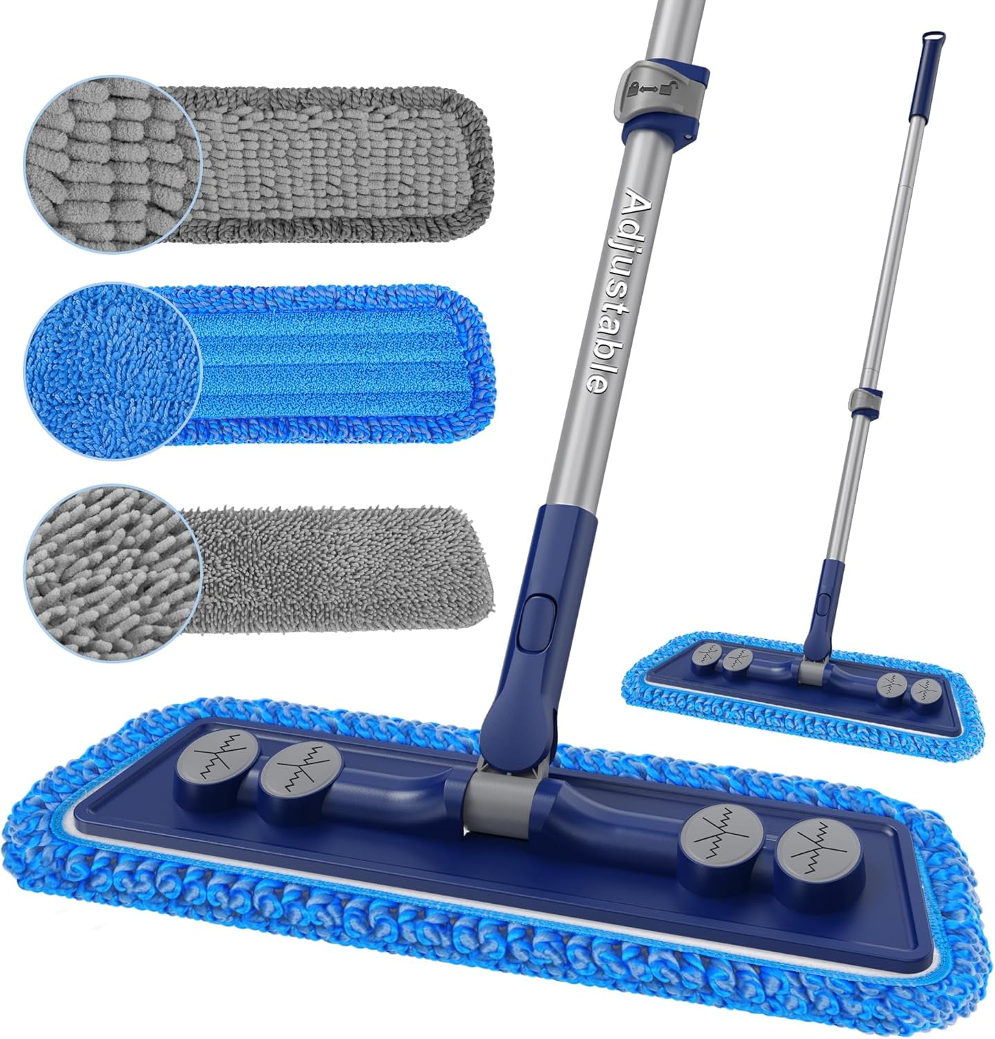 Microfiber Mops for Floor Cleaning - 3 Thickened Washable Pads - Floor ...