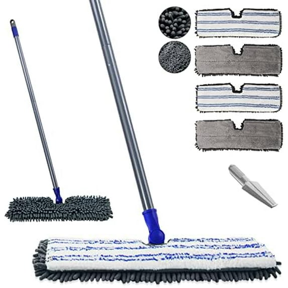 Microfiber Mops for Floor Cleaning,Dust Mop with 4 Reusable Pads,Flat ...