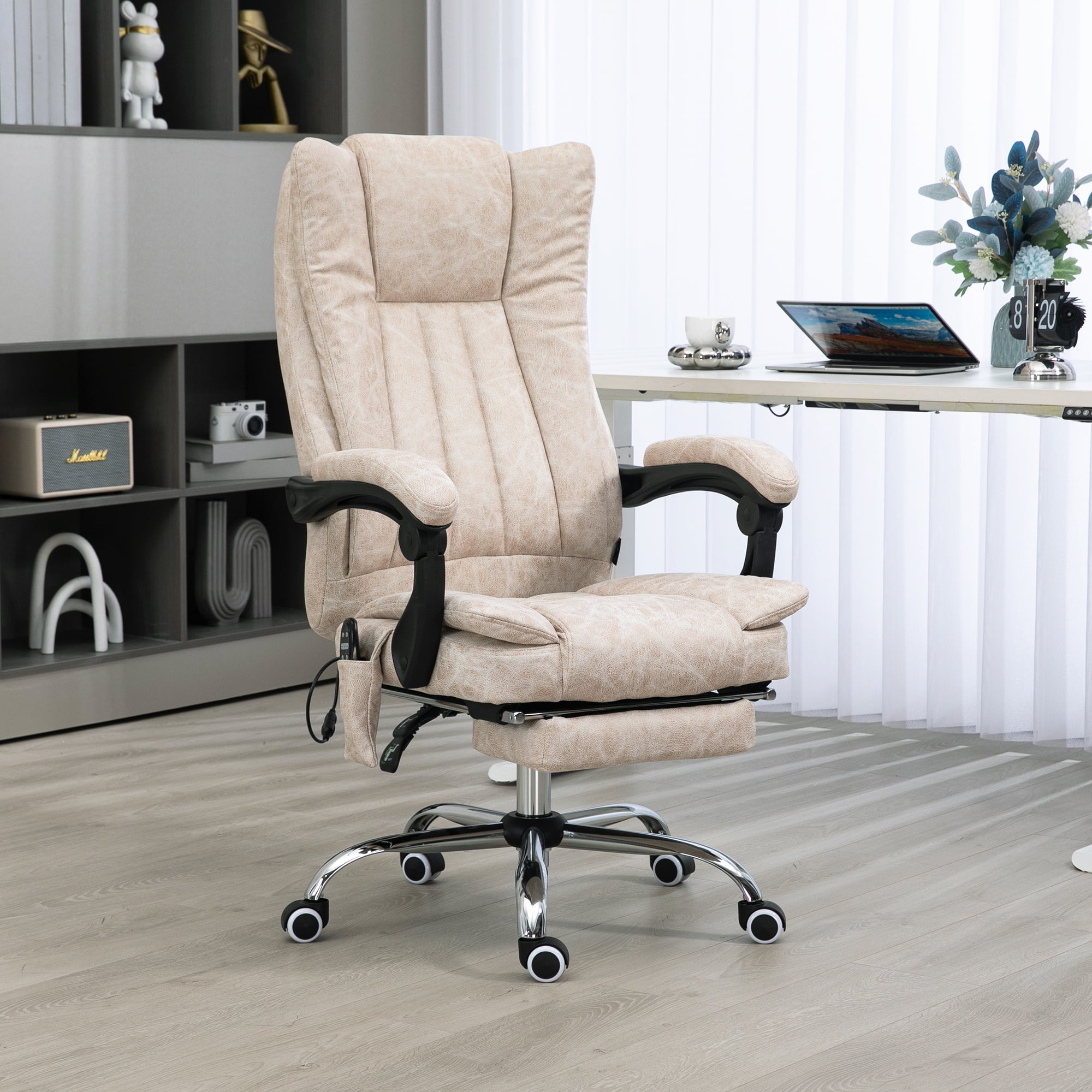 Microfiber Office Chair, High Back Computer Chair with 6 Point Massage ...