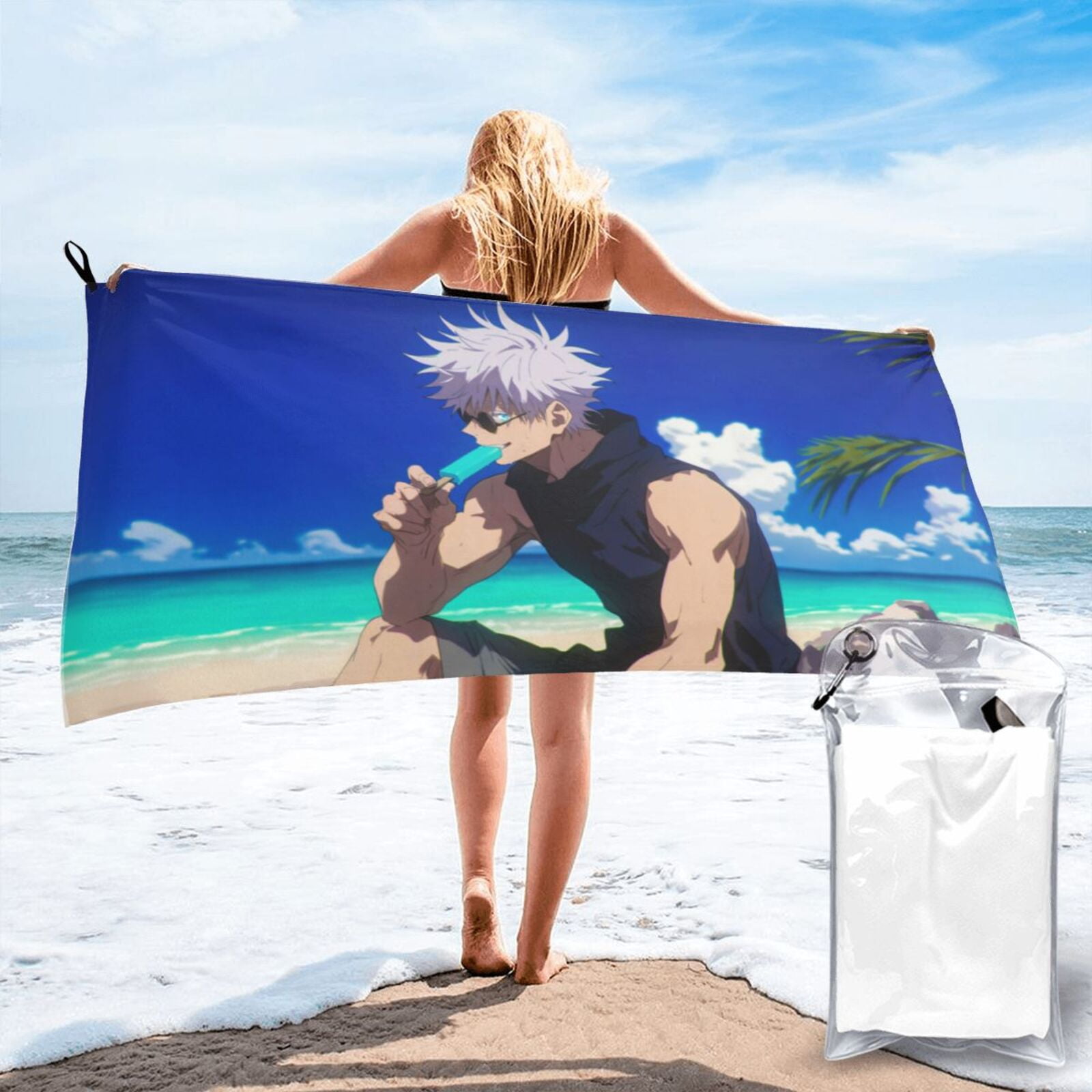Microfiber Quick Drying Beach Towel Gojo Satoru Jujutsu Kaisen 3D Anime ...