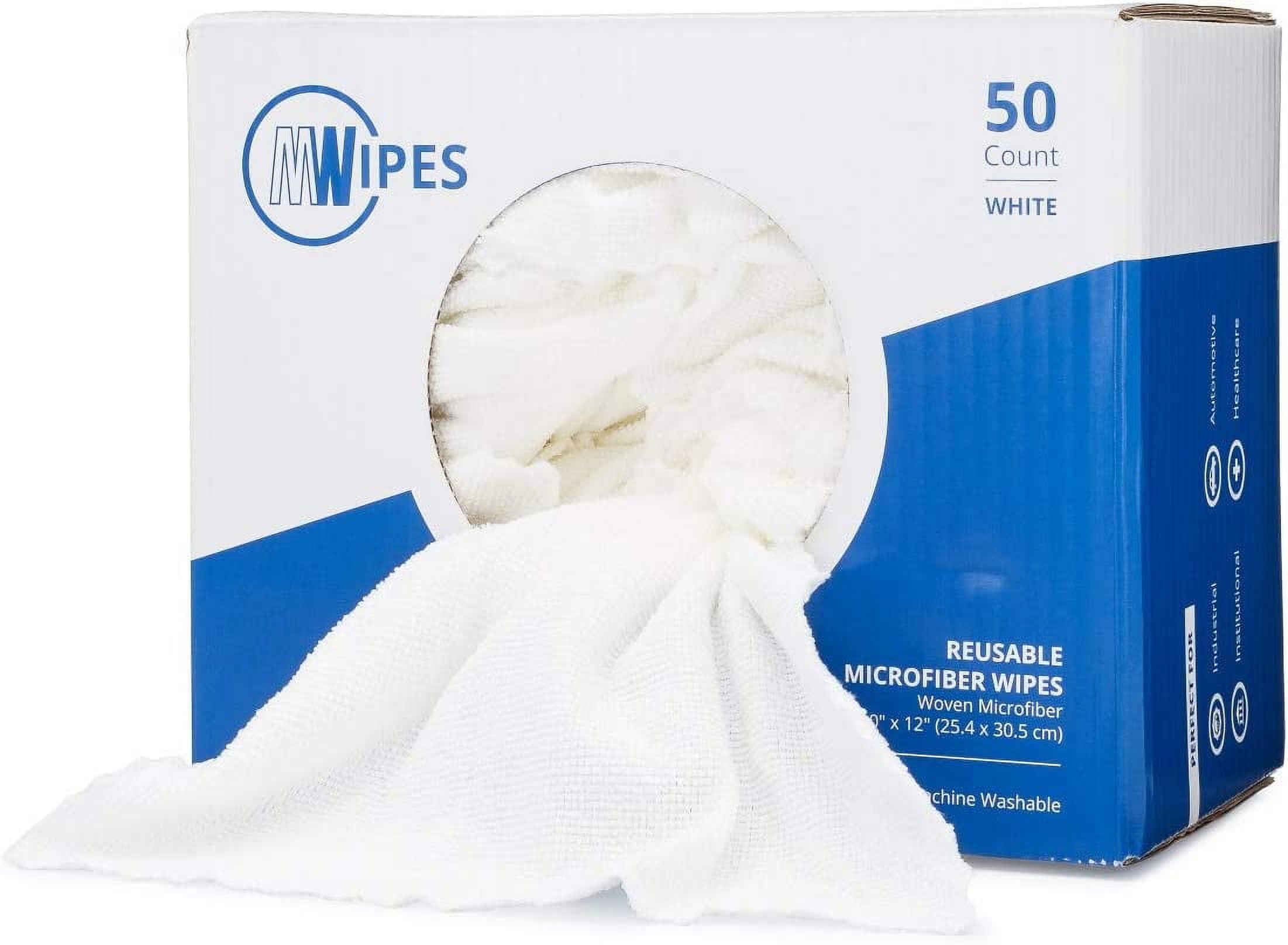 Microfiber Rags in A Box (50 Count) - Mwipes - 10" x 12" Reusable Wipes ...