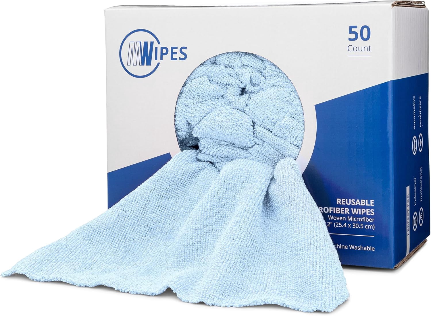 Microfiber Rags in A Box (50 Count) - Mwipes - 10" x 12" Reusable Wipes ...