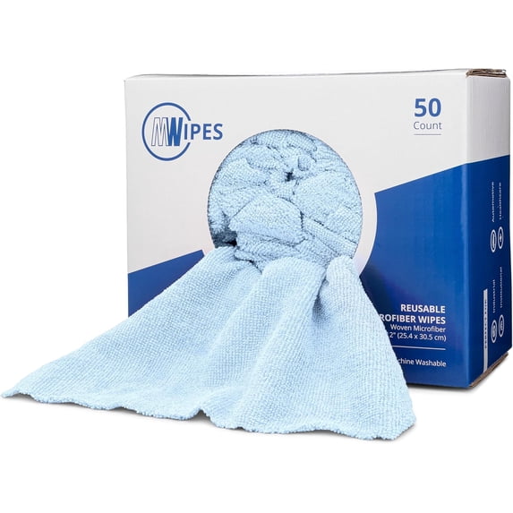 Microfiber Rags in A Box (50 Count) - Mwipes - 10" x 12" Reusable Wipes ...