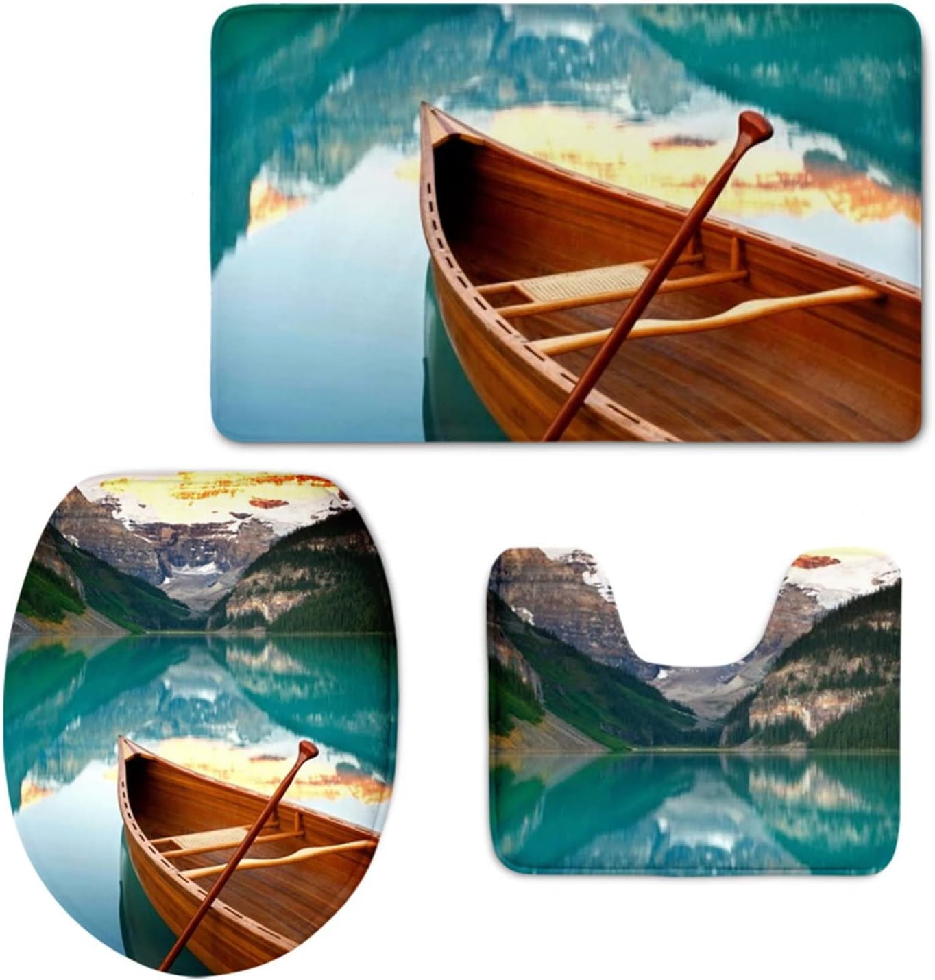 Microfiber Rug 3 Piece Bath Mat Set Pedestal Lid Toilet Cover Rug Bath ...