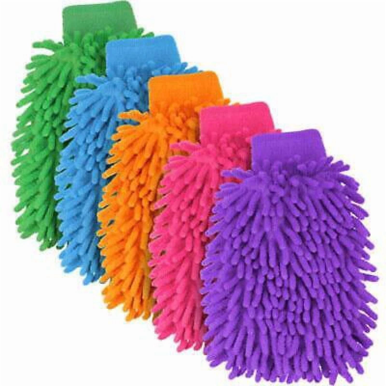 Microfiber Soft Car Wash Chenille Mitt - Hand Wash Gloves 5 Pack ...